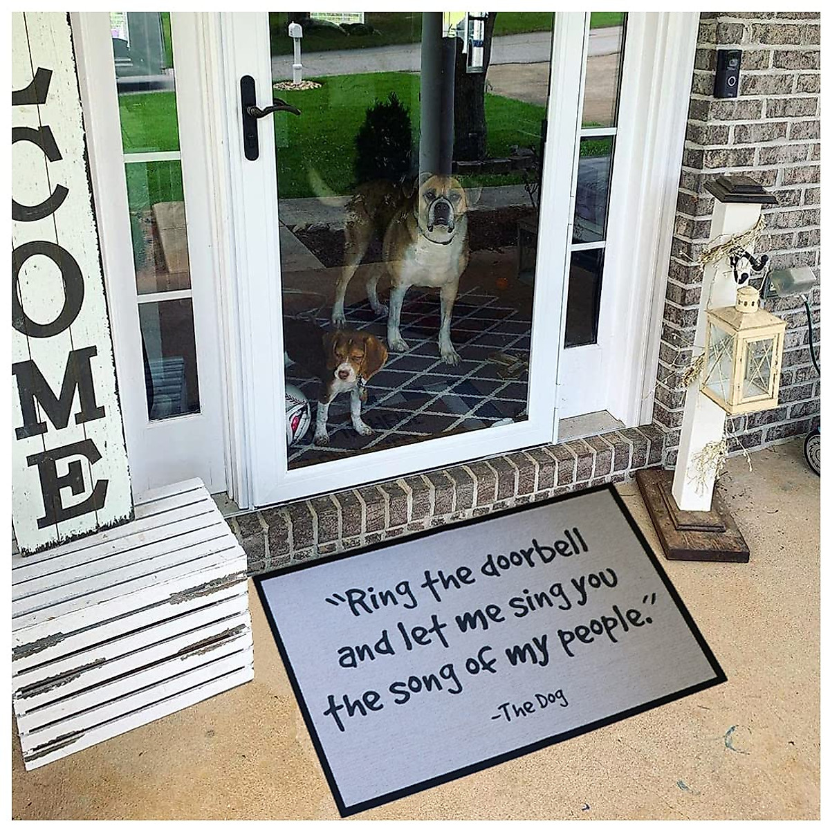 NYDECOR Front Door Mat Outdoor Indoor Enter Funny Doormat Outside Large Rubber Thin Non Slip Carpets for Bedroom Kitchen Patio Garden, 2' x 3'(The Dog)