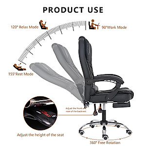 Office Chair Swivel Ergonomic Executive Computer Task Desk Seat Chairs Black Faux Leather Comfortable and Adjustable