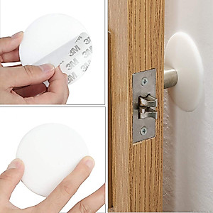 Pack of 3 Pieces Silicone Doors Knob Wall Shield, Door Handle Bumper,Self Adhesive Round Soft Rubber, Door Stopper Pads, (Large Round Style 3.15", White) (Large 3.15 inch) (3.15inch 3Pc) 1