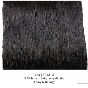 Hair Extensions, Wigs & Accessories Peruvian Straight 3 Bundles With 13 * 4 Lace Frontal Closure Hair Weave Bundles With Baby Hair Non Remy Human Hair Extension for Women (Length : 26 26 26Cl20)