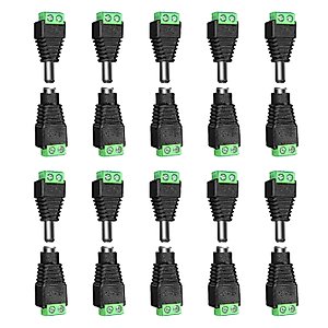 ANLINK 10 Pairs (10 x Male + 10 x Female) 12V 5.5mm x 2.1mm DC Power Jack Plug Adapter Connector for LED Strip, CCTV Security Camera