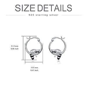 Polar Bear/Fox/Hummingbird/Rabbit/Raccoon Hoop Earrings for Women 925 Sterling Silver Animal Huggie Hoop Earrings Jewelry Gifts (raccoon)