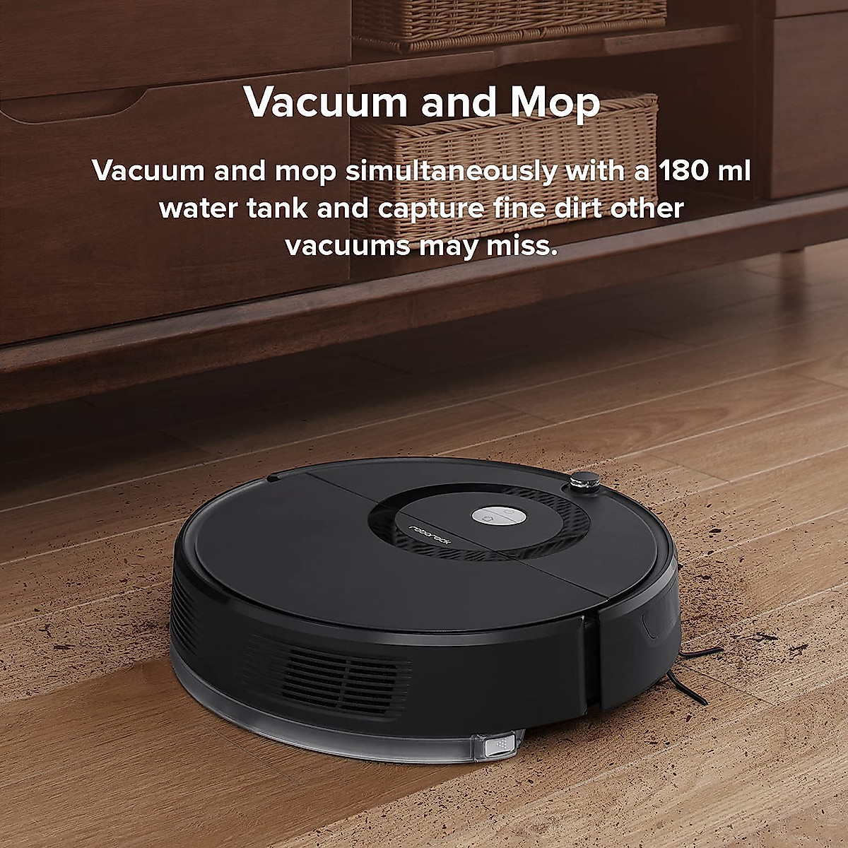 Roborock E5 Mop Robot Vacuum and Mop, Self-Charging Robotic Vacuum Cleaner, 2500Pa Strong Suction, Wi-Fi Connected, APP Control, Compatible with Alexa, Ideal for Pet Hair, Carpets (Black) (Renewed)