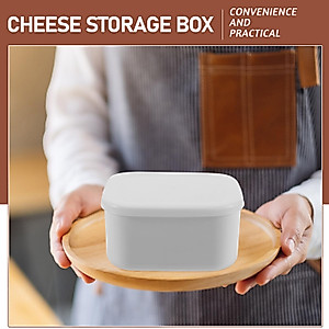Kichvoe Cheese Keeper 5*2.5*2.5Inch White Rectangular Food Storage Container with Flip Top Lid, 700ML, , Phthalate Free, , Airtight, Refrigerator Storage, Hand Wash Only