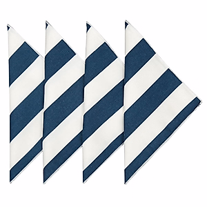 Blue and White Cloth Napkins 18" Dinner to Mix with Red White and Blue Stripes, July 4 Décor Patriotic Stars and Stripes Cotton Linen Napkins Pk 4