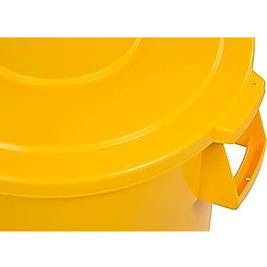 Carlisle FoodService Products 34104504 Bronco Polyethylene Round Lid, 26.88" Diameter x 2-1/4" Height, Yellow, for 44 Gallon Trash Containers