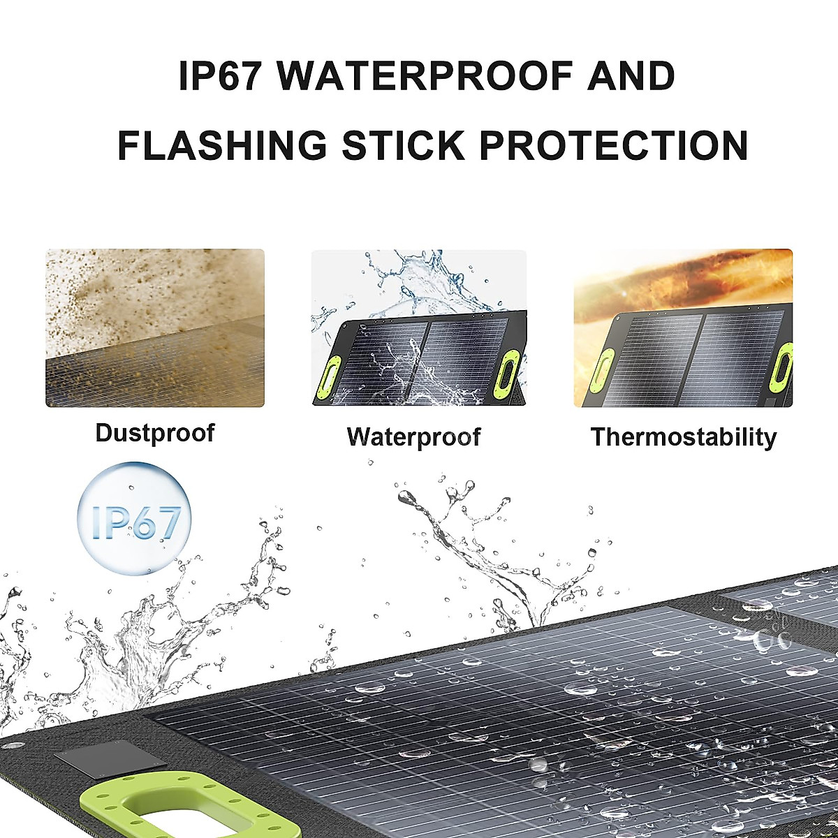 CTECHi 60W Foldable Solar Panel, Portable Solar Charger Kit, IP67 Waterproof for Portable Power Station Generator, Off-Grid Power, Outdoor Camping Van RV Trip and Emergency