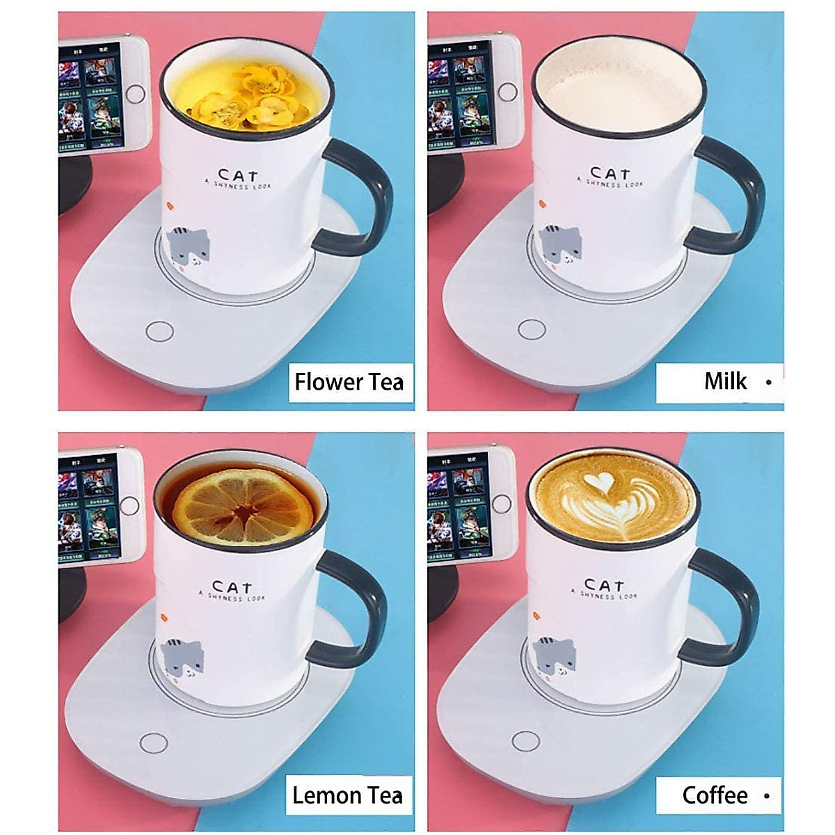 ZYION Coffee Mug Warmer with Auto Shut Off Beverage/Drink/Tea Warmer Electric Thermostatic Smart Cup Warmer Pad for Office and Home Cocoa Tea Water Milk Soup