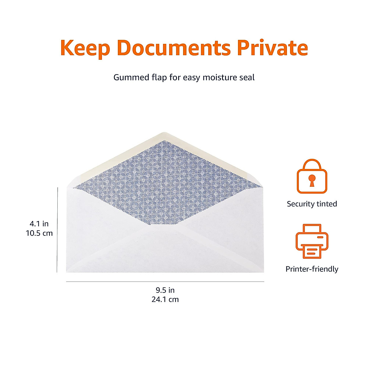 Amazon Basics #10 Security Tinted Business Envelopes, Moisture Sealed, 4-1/8 x 9-1/2 Inch - Pack of 500, White