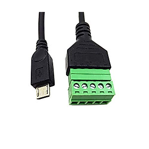 Poyiccot Micro USB Screw Terminal Block Connector, Micro USB Male to 5 Pin/Way Female Bolt Screw Shield terminals Pluggable Type Adapter Connector Cable 30cm(Micro USB Male)