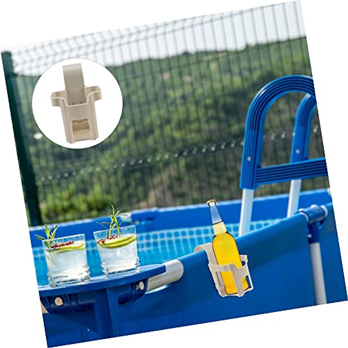 ULTECHNOVO Outdoor Supplies Beverage Refreshing Accessories Holder for Dink Party Garden Poolside Ground Drink Mug Hanging Cup Drinks Pool Above Storage Holders Rack Swimming