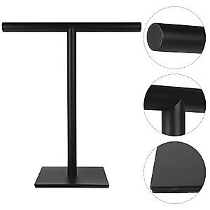 Luxshiny Hand Towel Holder Standing Stainless Steel T-Shape Towel Bar Rack Stand for Bathroom Kitchen Vanity Countertop Black