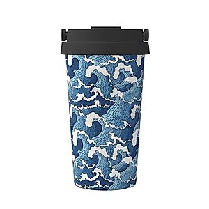 WANGXUEE Stormy Sea Print 500ml Stainless Steel Travel Tumbler Double Wall Vacuum Insulated Coffee Mug
