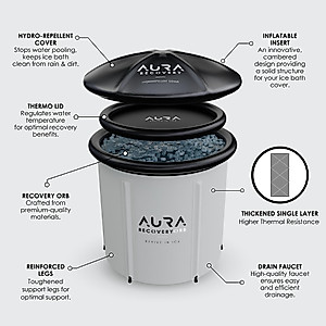 LARGE Ice Bath Tub-Portable Cold Plunge for Ultimate Water Therapy,Relaxing Plunge Bathtub,Spa for Ice Baths Soaking,Reinforced Material,Water-Repellent Lid for Recovery(Grey)