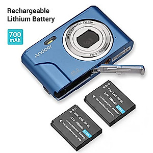 Andoer Portable Digital Camera 48MP 1080P 2.4-inch IPS Screen 16X Zoom Auto Focus Self-Timer 128GB Extended Memory Face Detection Anti-Shaking with 2pcs Batteries Hand Strap Carry Pouch