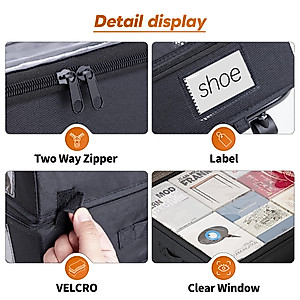 EnHomee Under Bed Storage with Wheels Underbed Storage with Wheels Under Bed Storage Containers with Clear Windows 134 QT Double Layer Large Capacity Under Bed Storage with Sturdy Handle (Black 2Pcs