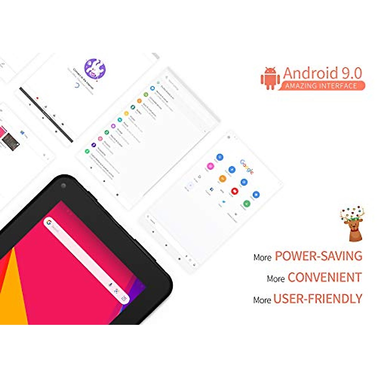 Haehne 7 inch Tablet, Android 9.0 Pie, 1G RAM 16GB Storage, Quad Core Processor, 7" IPS Display, Dual Camera, FM, WiFi Only, Bluetooth, Pink