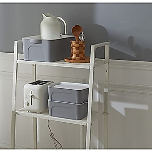 Peohud Set of 3 Lidded Storage Bins, Stackable Storage Containers for Organizing, Plastic Organizer Box for Home RV Classroom Office