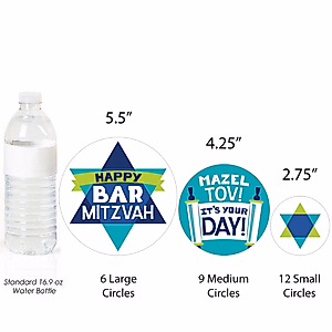 Big Dot of Happiness Blue Bar Mitzvah - Boy Party Giant Circle Confetti - Party Decorations - Large Confetti 27 Count