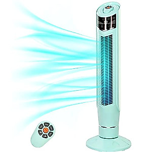Antarctic Star Tower Fan 360°Oscillating Fan Quiet Cooling 24H Timer Remote Control Powerful Standing 8 Wind Speed 3 Wind Modes Bladeless Floor Fans Portable LED Display,Bedroom Office 40-Inch GREEN