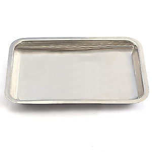 DDP Vanity Organizer Tray for Hand Towels, Makeup, Beauty Products - Brushed Stainless Steel - 6.5" 10" X 1"