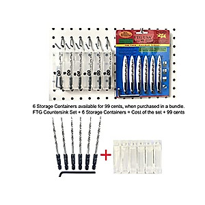 FTG USA Countersink Drill Bit Set 6 Pc #8(11/64") Wood Countersink Drill Bit, Pro Pack Countersink Bit, 1 Extra Tapered Drill Bit, 1 Stop Collar, 1 Hex Wrench, and 6 Pcs #8 (11/64") Replacement Drill