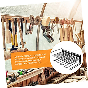 CHILDWEET Tool Storage Box Drill Holder Wall Mount Peg Board Organizer Accessories Power Tool Organization Wire Management Rack Garage Tool Wall Organizer Workshop Pegboard Tools Iron Black