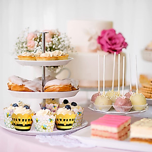 48 Pieces Honey Bee Cupcake Wrappers Reversible Bee Cup Cake Holder Honey Bee Scalloped Cupcake Holder Yellow and Black Stripes Cup Cake Wrappers, What Will It Be Gender Reveal Party Supplies