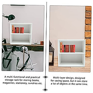 Homoyoyo 1pc Locker White Bookshelf Book Shelves for Office White Bookcase Practical Bookcase Household Bookshelf Floor Bookshelf Earth Tones Storage Rack Lip Gloss White Wood-Based Panel