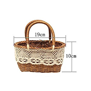 WSZJJ Hand-Woven Small Flower Basket Rattan Small Flower Basket Flower Basket Simulation Flower Basket