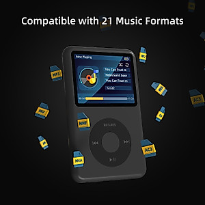 128G Innioasis Mp3 Player with Bluetooth, 2.4" Portable Mini HiFi Sound Bluetooth Walkman Digital Music Player with FM Radio Long Batter Life for Kids (Grey)