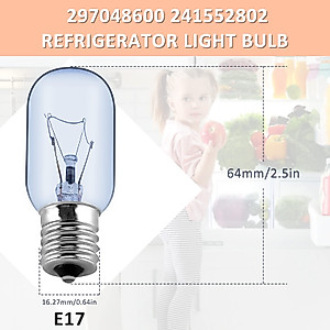 PANDEELS 2 Pack 297048600 241552802 Refrigerator Light Bulb E17 40W Fit for Frigidiare Kemnore Electorlux Fridge Freezer - Replaces 7297048600, 1056577, AP3770086, PS976993, EAP976993,Soft White