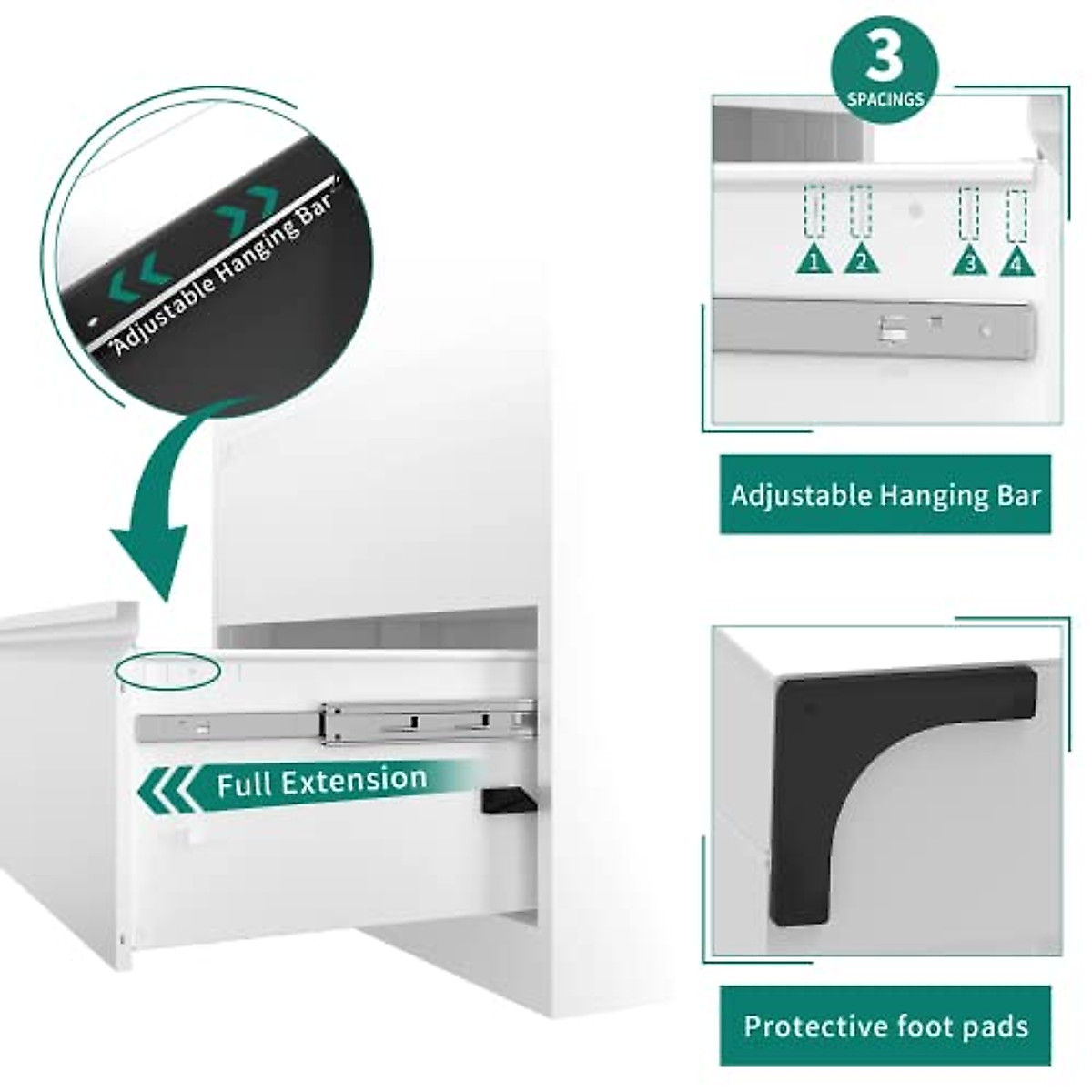 Aobabo 4 Drawer Metal Lateral File Cabinet with Lock,Steel Filing Storage Cabinet with Letter/Legal Size for Home Office,Anti-tilt Structure,Assembly Required…
