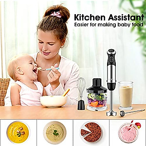 KOIOS Upgraded Immersion Blender Handheld, 1000W 12-Speed 5 in 1 Hand Mixer Stick Blender with 304 Stainless Steel Blade, Food Processor, Beaker, Egg Whisk and Milk Frother,BPA-Free, for Smoothies Purée Baby Food