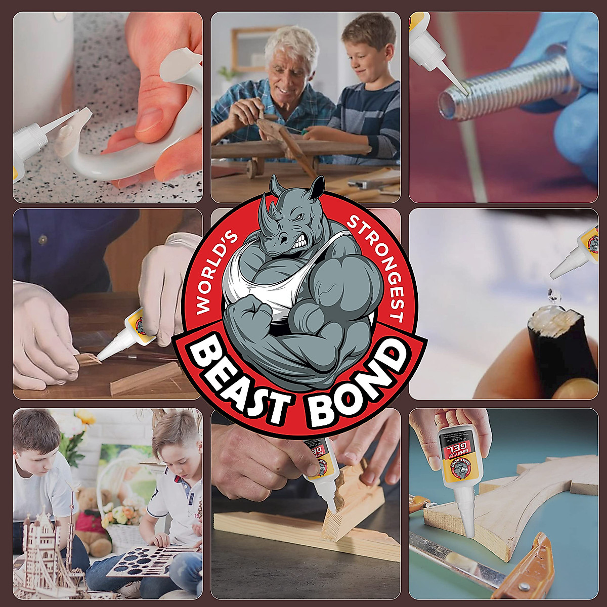 Beast Bond Super Glue - Max Strength Adhesive for Plastic, Wood, Metal, Ceramic, Rubber, Leather, Paper - Long-Lasting Professional Grade Cyanoacrylate - 1.41 Ounce (40g) Pack of 2