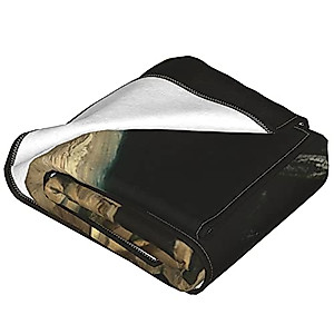 Vincent Van Gogh Painting Throw Blanket Skull of a Skeleton with Burning Cigarette Plush Fleece Flannel Blanket Soft for Sofa Couch Bed Living Room Suitable for All Seasons 60"x50"