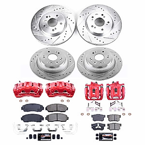 Power Stop KC5816 Z23 Front and Rear Brake Caliper Kit-Rotors, Carbon Ceramic Brake Pads, Calipers For Honda Accord Crosstour 2011, Honda Crosstour 2012-2015 [Model Specific]