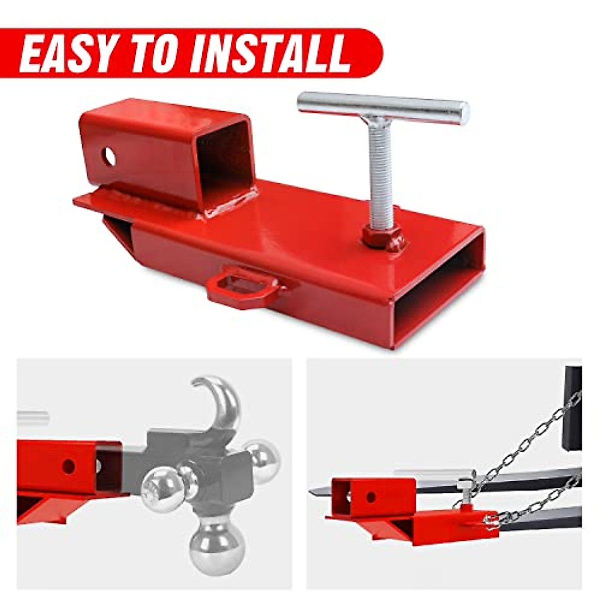 Forklift Trailer Hitch Attachment, AIWARGOD 1PC 2" Receiver Trailer Towing Adapter with Chain Red