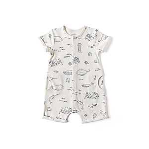 PEHR Short Sleeve Romper Life Aquatic / 3 T, Blue