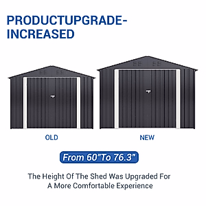 Polar Aurora 8 x 12 FT Outdoor Storage Shed, Metal Garden Shed with Updated Frame Structure, Tool Sheds for Backyard Garden Patio Lawn Black