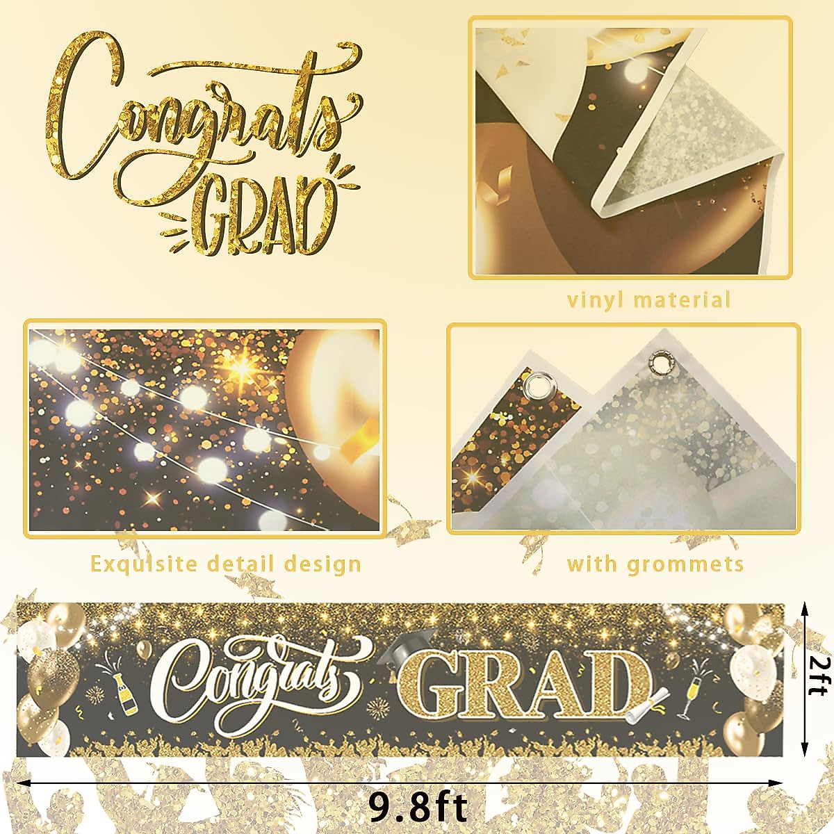 2025 Graduation Decorations-Congrats Grad Yard Sign Banner Decoration for Class of 2025 Graduation Party Supplies