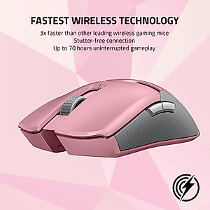 Razer Viper Ultimate Lightweight Wireless Gaming Mouse & RGB Charging Dock: Hyperspeed Wireless Technology - 20K DPI Optical Sensor - 78g - Optical Mouse Switch - 70 Hr Battery - Quartz Pink