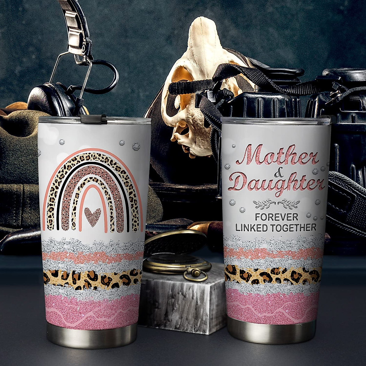 20oz Mother and Daughter Tumbler, Grandma, Mother Gifts, Coffee Thermos for Women, Stainless Steel Double Wall Vacuum Insulated Coffee Mug, Travel Cup with Lid