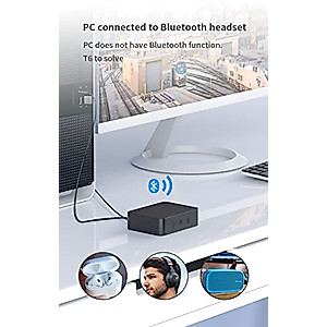 Bysimilai Bluetooth 5.0 Transmitter for TV/PC to Wireless Headphone, Digital Optical Bluetooth Audio Adapter aptX Low Latency, HD Sound (Optical, 3.5mm AUX, Coaxial, TF Card) -Type C Power Supply