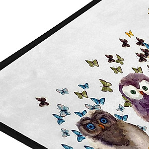 ZHIMI Kitchen Rug Anti Fatigue Kitchen Floor Mat ﻿Watercolor Owls with Butterfly Standing Runner Long Carpet Non-Slip Laundry Rug Rectangle Entryway Mat 39 x 20 Inch