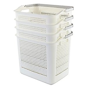 Neadas 42 L Plastic Laundry Hamper with Handle, Large Plastic Storage Basket, 4 Pack