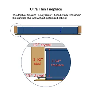 Electric Fireplace 60 Inch, Ultra Thin Wall Mounted Fireplace with 16 Colors Flame & Emberbeds, Wall Fireplace Electric with LED Light Heater and Double Safety Protection Device, Black (60 Inch)