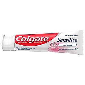Colgate Whitening Toothpaste for Sensitive Teeth, Enamel Repair and Cavity Protection, Fresh Mint Gel, 6 Oz (Pack of 3)