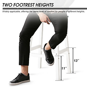 Aoodor Outdoor Bar Stools,Set of 2 Bar Chairs, 28 Inch HDPE Patio Counter Height Bar Stools with Footrest for Backyard, Garden, Lawn and Patio - Navy Blue and White