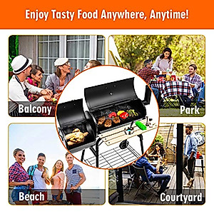 Giantex BBQ Grill Charcoal Barbecue Grill Outdoor Pit Patio Backyard Home Meat Cooker Smoker with Offset Smoker